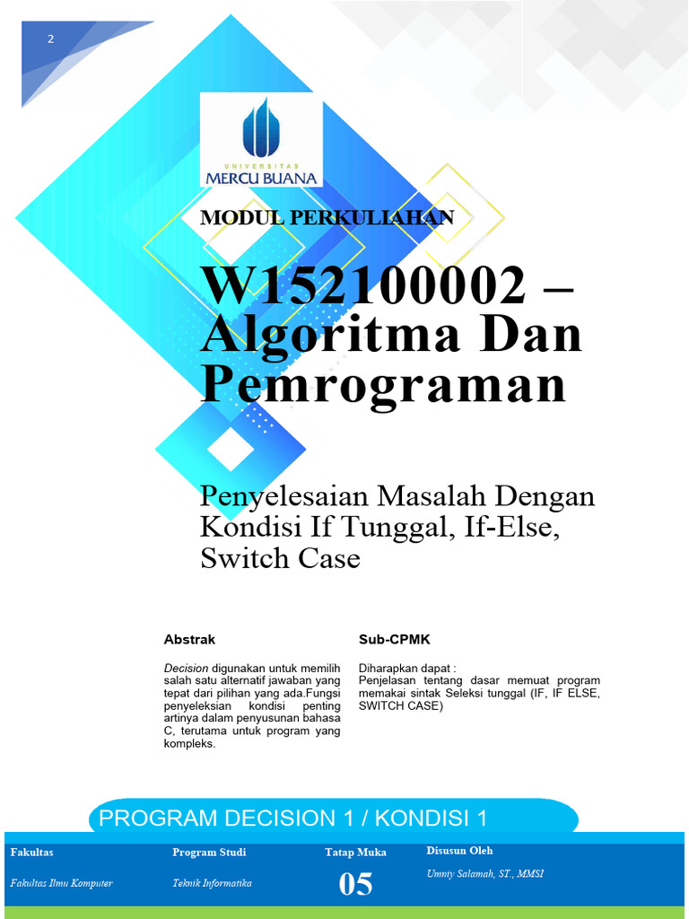 Modul 5 Algoritma Dan Pemrograman (OK) | PDF