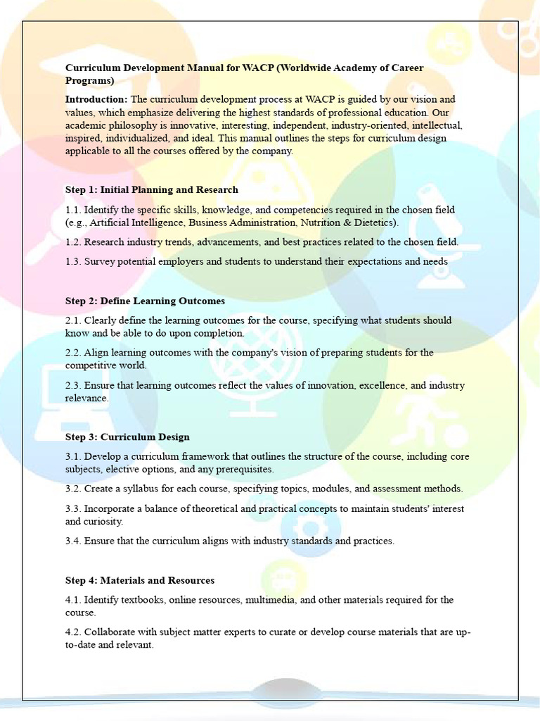 Curriculum Dev. Manual | PDF | Business