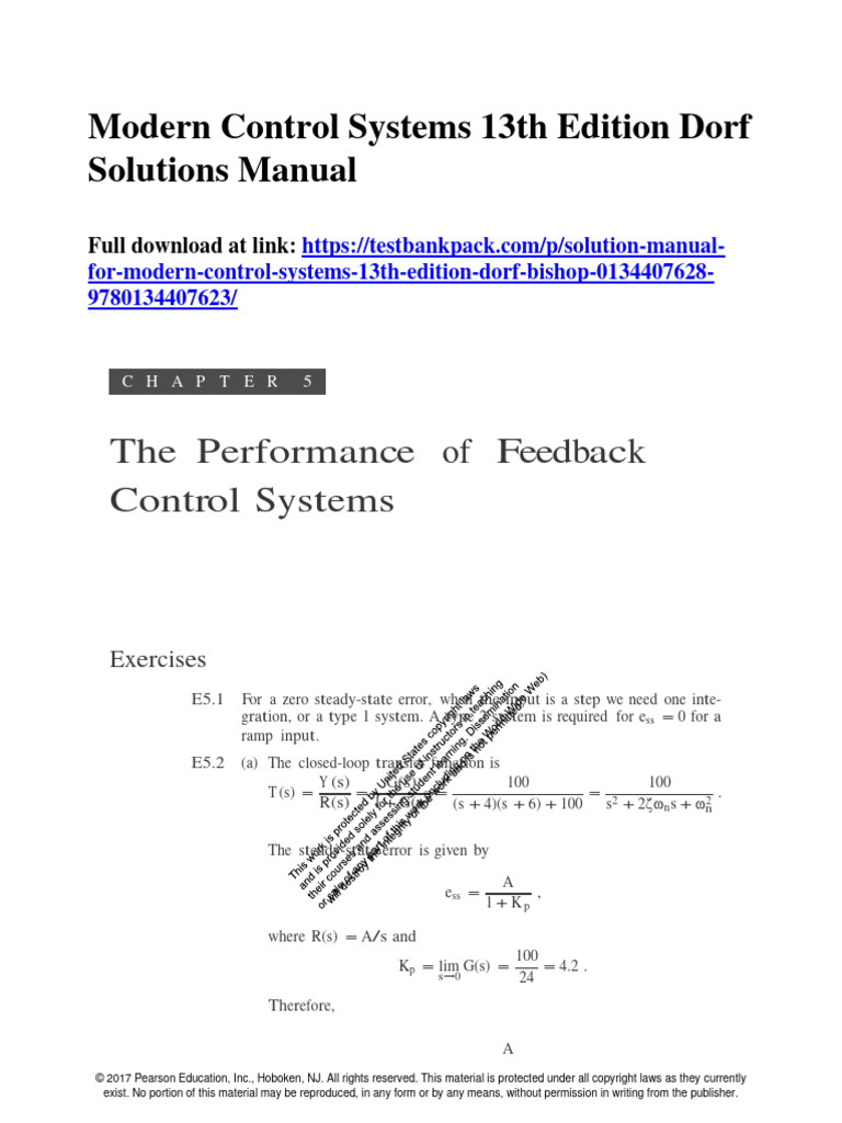 Modern Control Systems 13th Edition Dorf Solutions Manual 1 | PDF