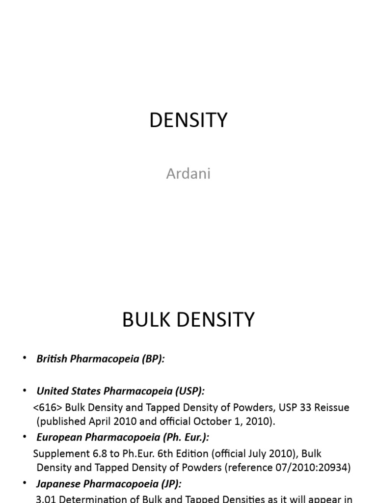 Bulk and Tapped Density Methods | PDF