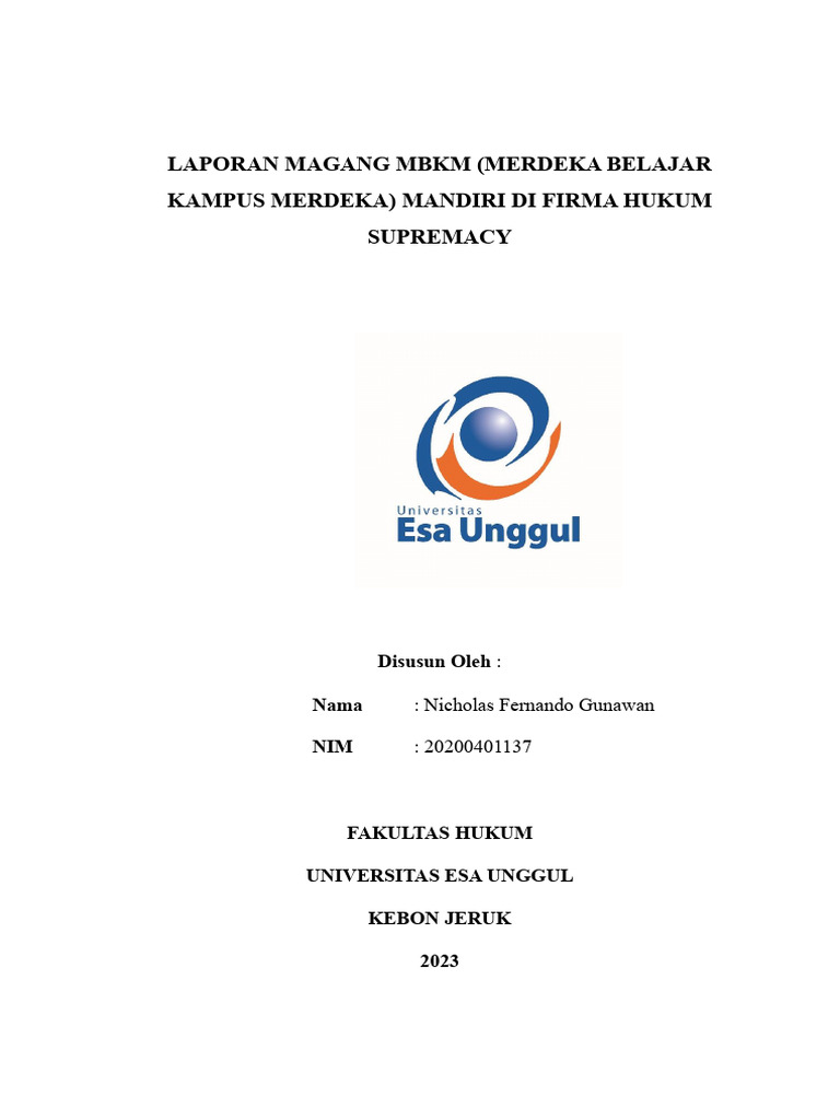 Nicholas Fernando Gunawan - 20200401137 - LAPORAN HASIL MAGANG MERDEKA ...
