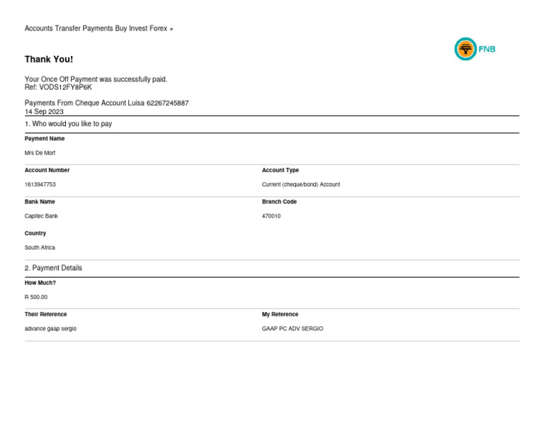 Payment - Notification - 2023-09-14 Sergio Advance R500 | PDF | Finance ...