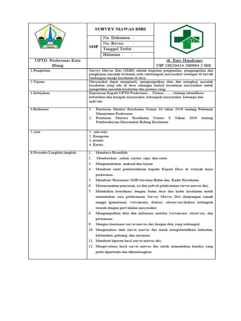 Sop Survei Mawas Diri | PDF | Karier & Perkembangan