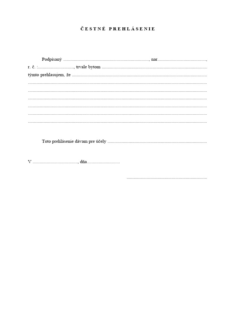 Cestne Prehlasenie | PDF