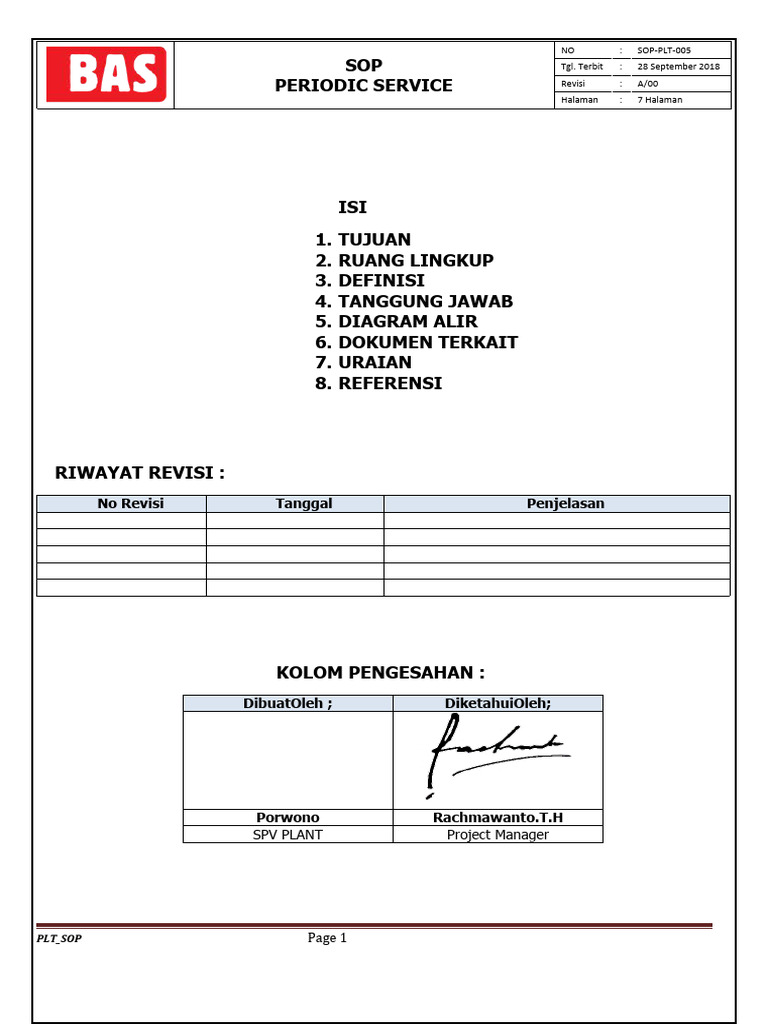 SOP-RM-005 Periodic Service | PDF