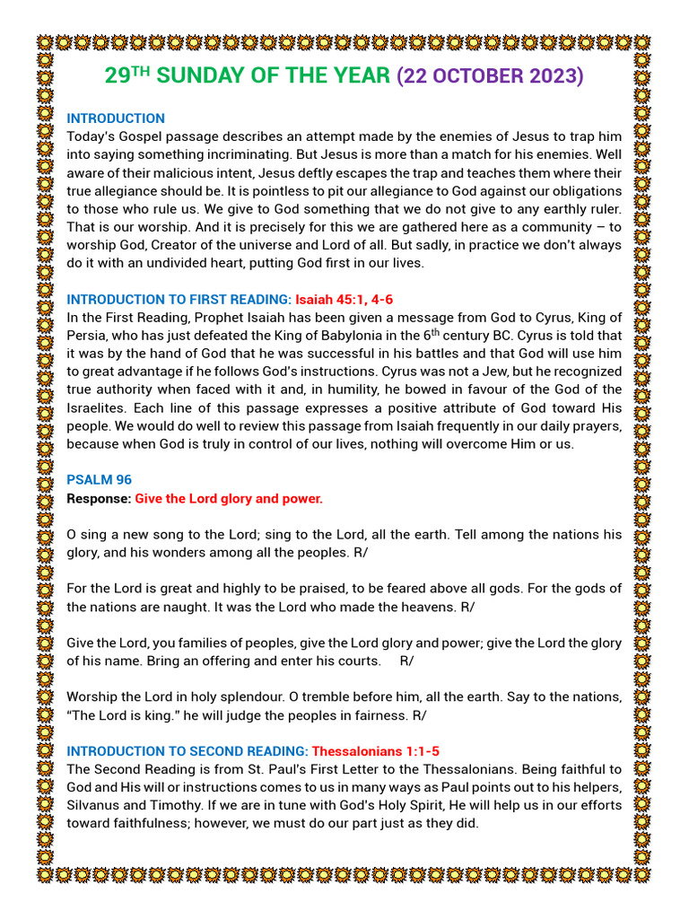 English Print - 29th Sunday | PDF | Jesus | Prayer