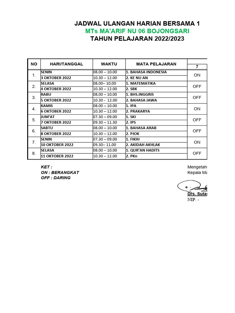 Jadwal Uhb | PDF