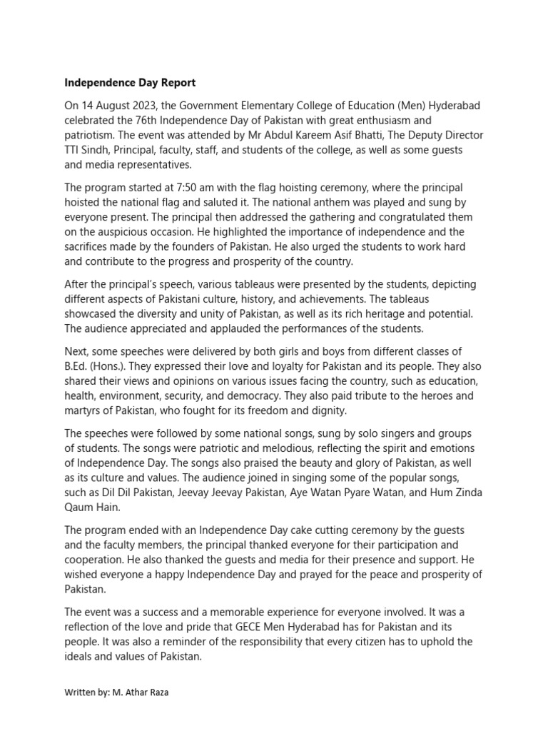 Independence Day Report | PDF