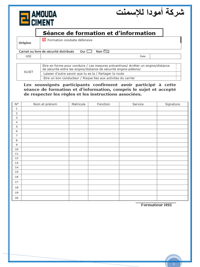 Fiche de Formation Et Information - Conduite Défensive | PDF