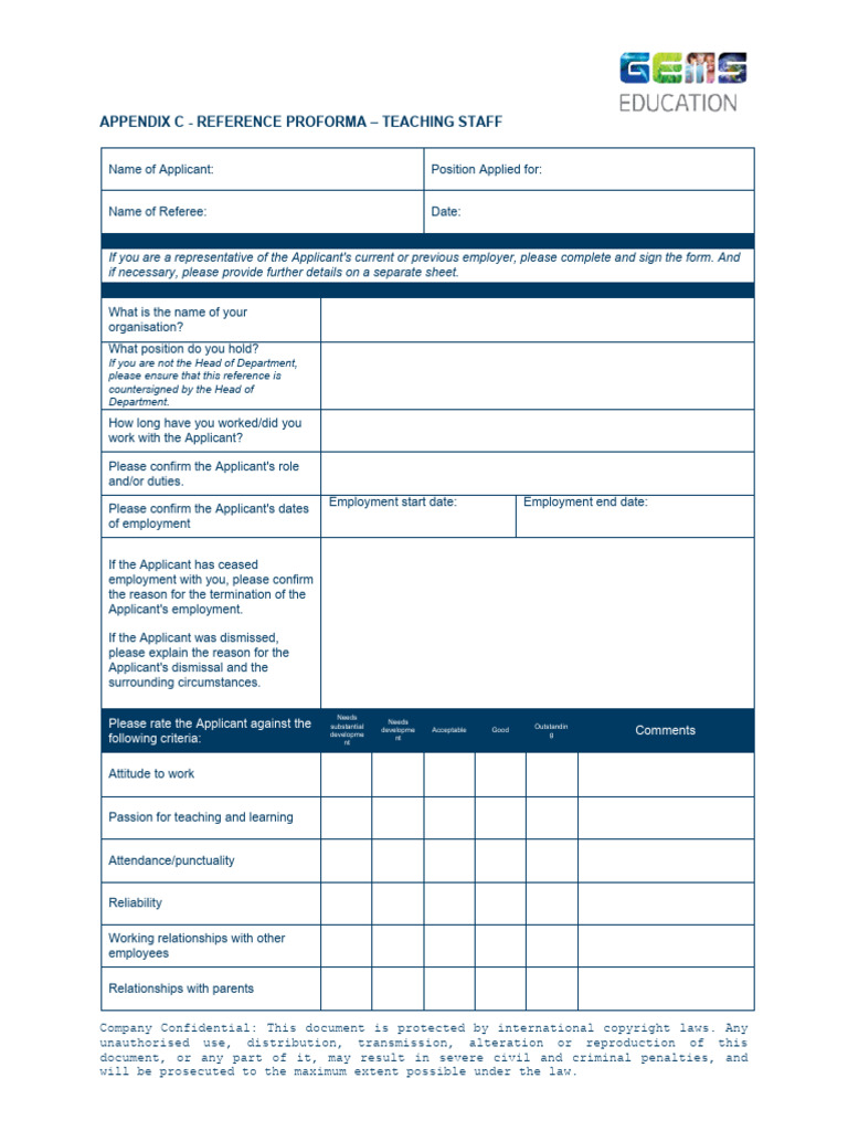 Reference For Teachers - FORMAT - GEMS | PDF