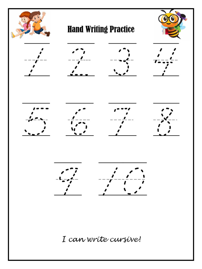NUMBER Cursive Hand Writing Practice NO WATER MARK | PDF