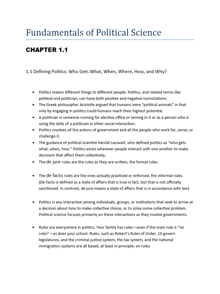 Fundamentals of Political Science Basic Concept | PDF