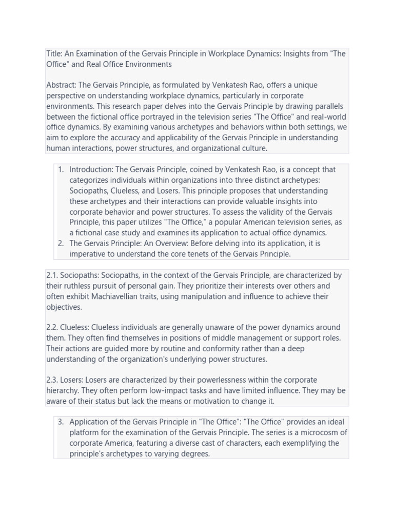 Gervais Principle | PDF