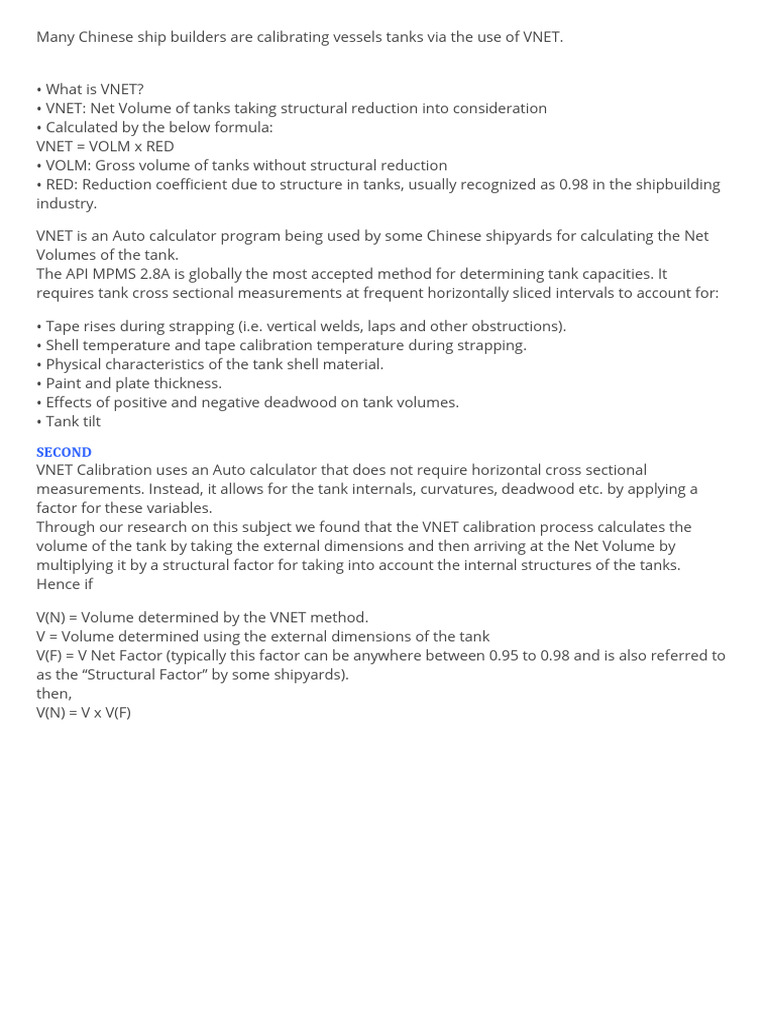 Many Chinese Ship Builders Are Calibrating Vessels Tanks Via The Use of VNET | PDF