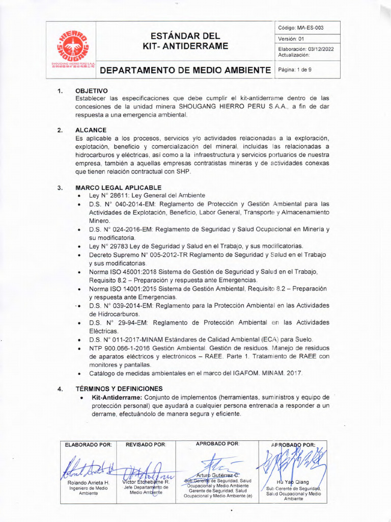 Estandar Del Kit - Antiderrame | PDF