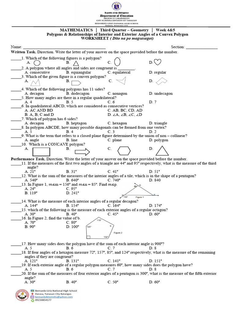 Quarter 3 - SUMMATIVE TEST - Week4-5 | PDF | Polygon | Elementary ...