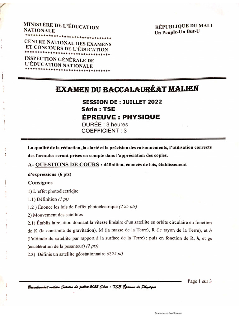 Bac Tse 2022 Physique | PDF