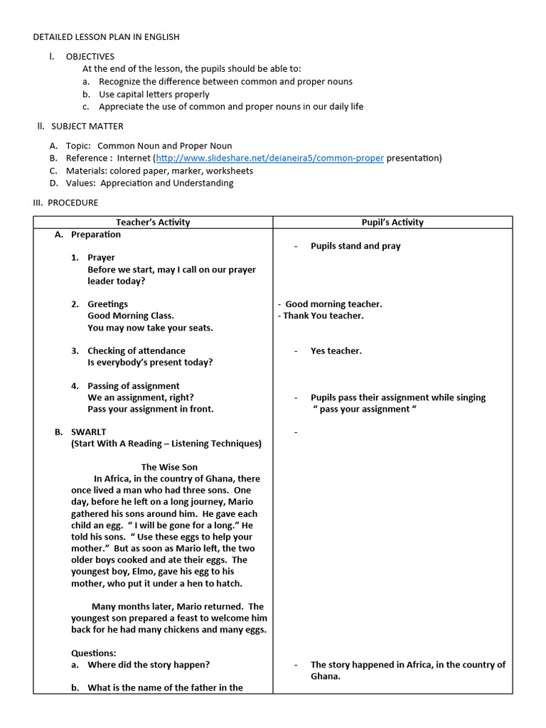 Noun Lesson Plan | PDF | Noun | Lesson Plan