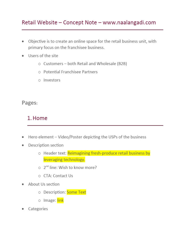 Retail Website - Concept Note | PDF