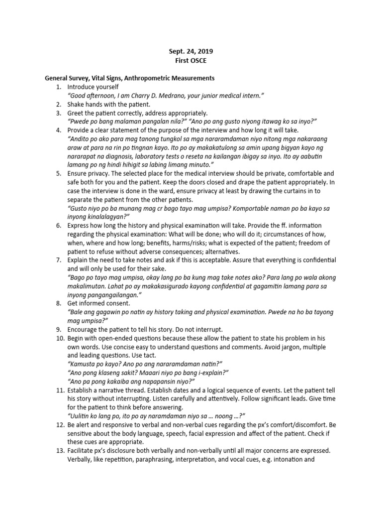 First OSCE Notes | PDF