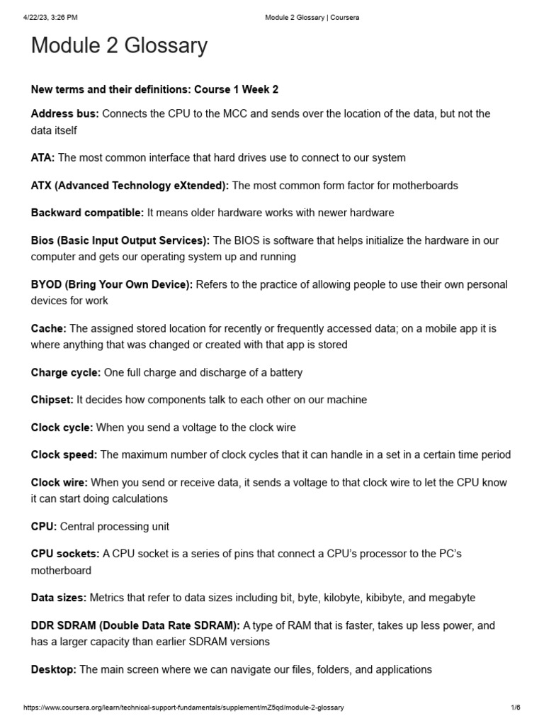 Module 2 Glossary - Coursera | PDF