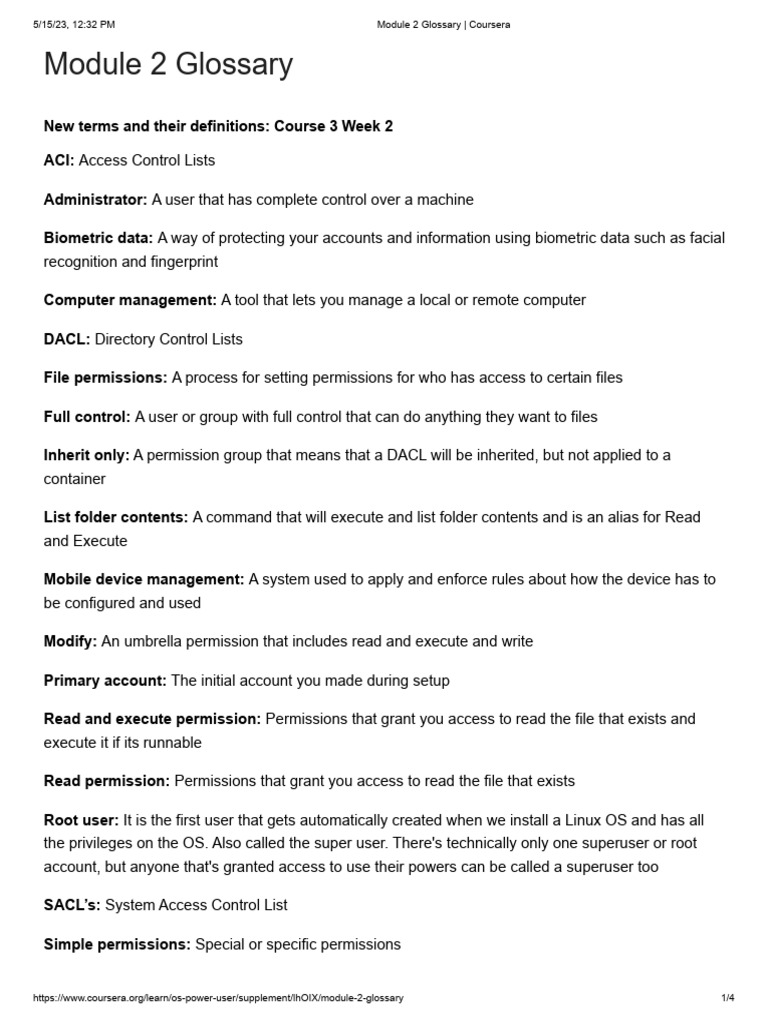 Module 2 Glossary Power Users - Coursera | PDF