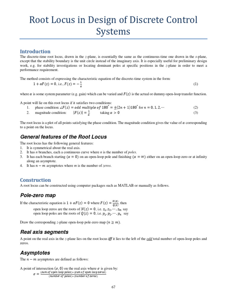 Discrete Control Systems Root Locus | PDF