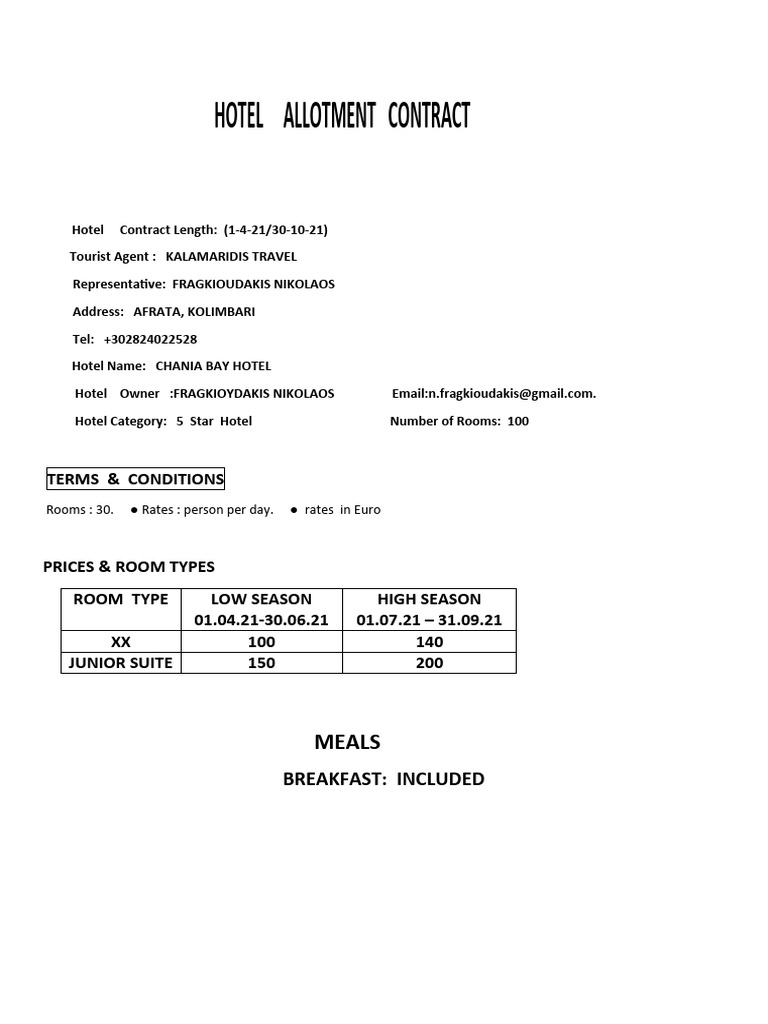 Hotel Allotment Contract | PDF