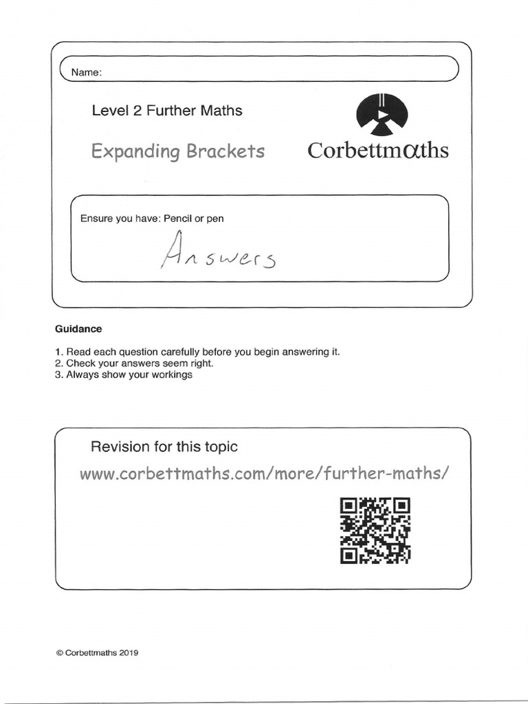 Expanding Brackets Answers | PDF