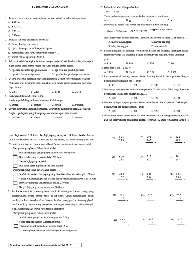 Latihan Bilangan Cacah Kelas 4 | PDF
