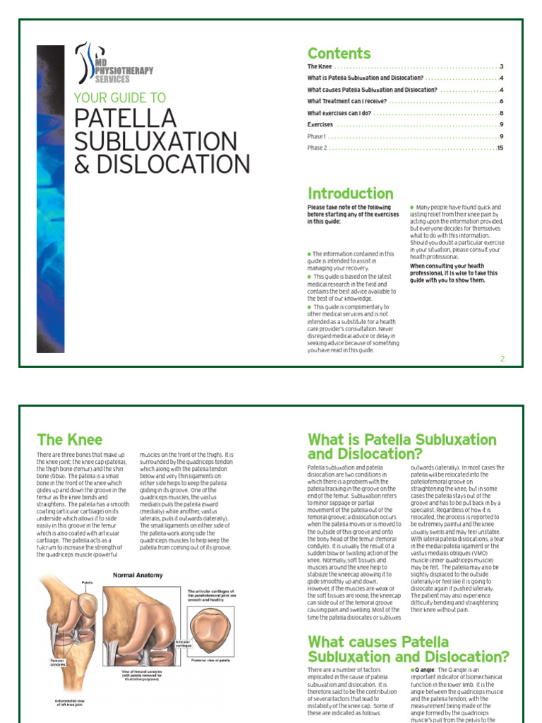 Knee Patella Subluxation and Dislocation Min | PDF