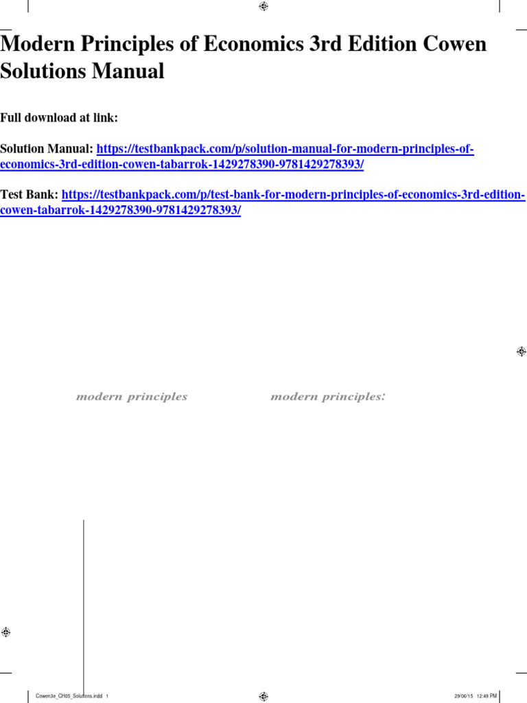 Modern Principles of Economics 3rd Edition Cowen Solutions Manual 1 ...