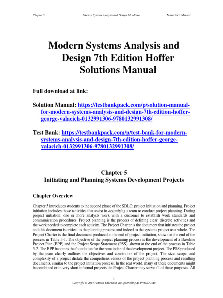 Modern Systems Analysis and Design 7th Edition Hoffer Solutions Manual 1 | PDF | Feasibility ...