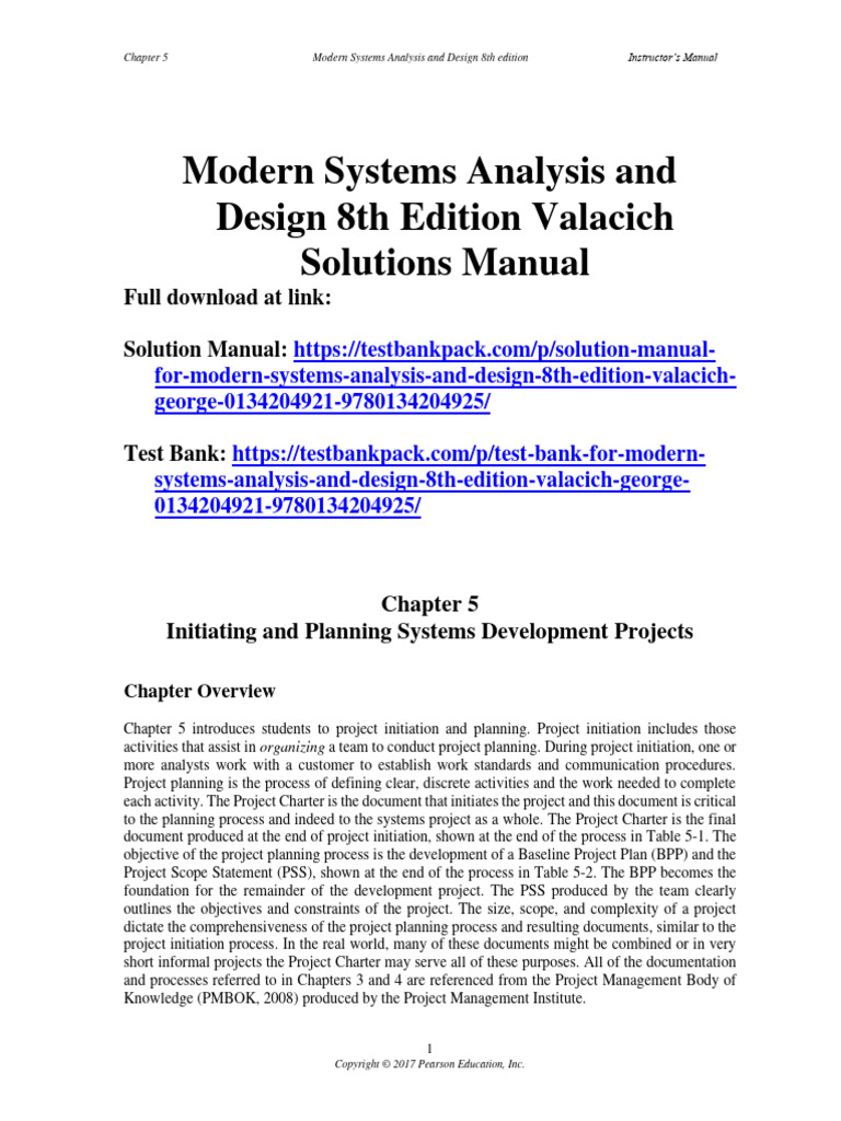 Modern Systems Analysis and Design 8th Edition Valacich Solutions Manual 1 | PDF | Feasibility ...