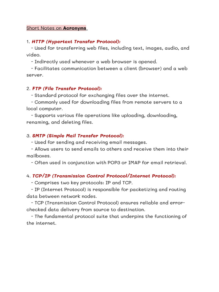 Short Notes On Acronyms | PDF