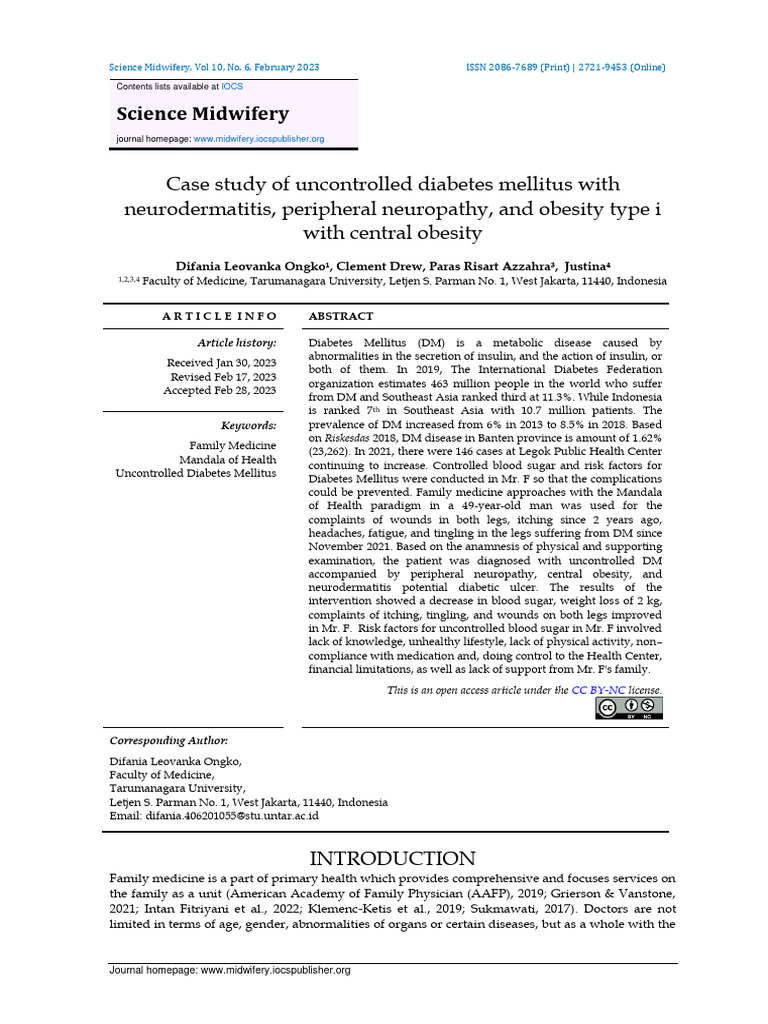 Case Study of Uncontrolled Diabetes Mellitus With Neurodermatitis ...