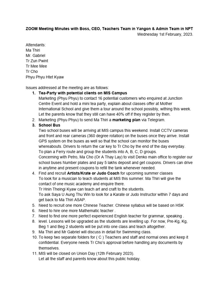 Zoom Meeting With Management | PDF