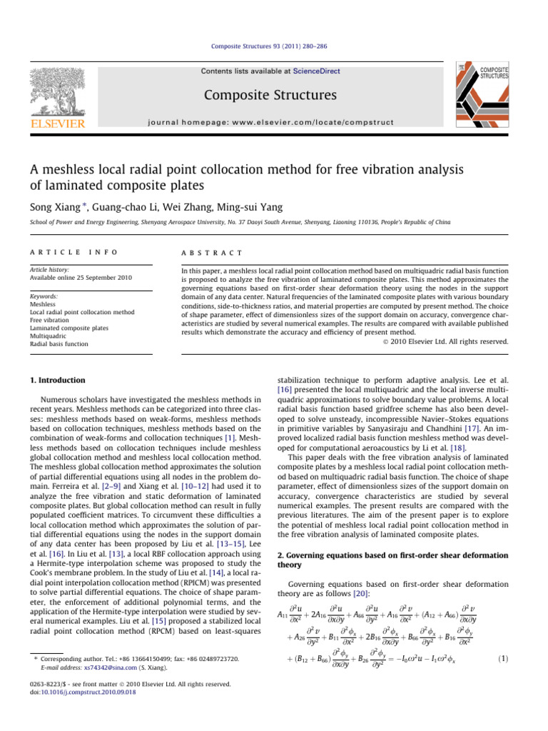 A Meshless Local Radial Point Collocation Method For Free Vibration Analysis of Laminated ...