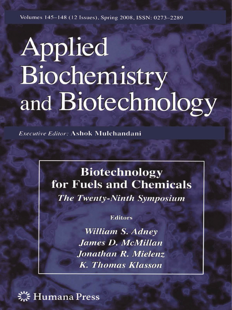 Biotechnology For Fuels and Chemicals | PDF | Science & Mathematics