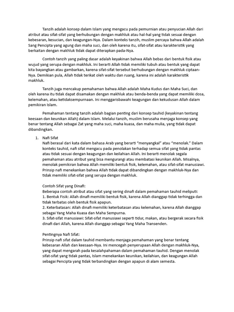 Tanzih Dan Nafi Sifat | PDF | Filsafat | Sains & Matematika