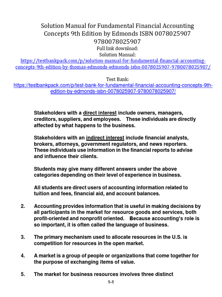 Solution Manual For Fundamental Financial Accounting Concepts 9th ...