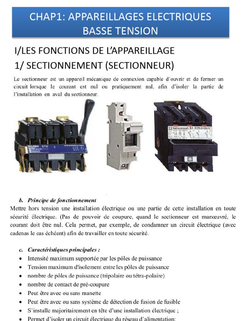 Appareillages Électriques Basse Tension | PDF | Interrupteur | Énergie ...