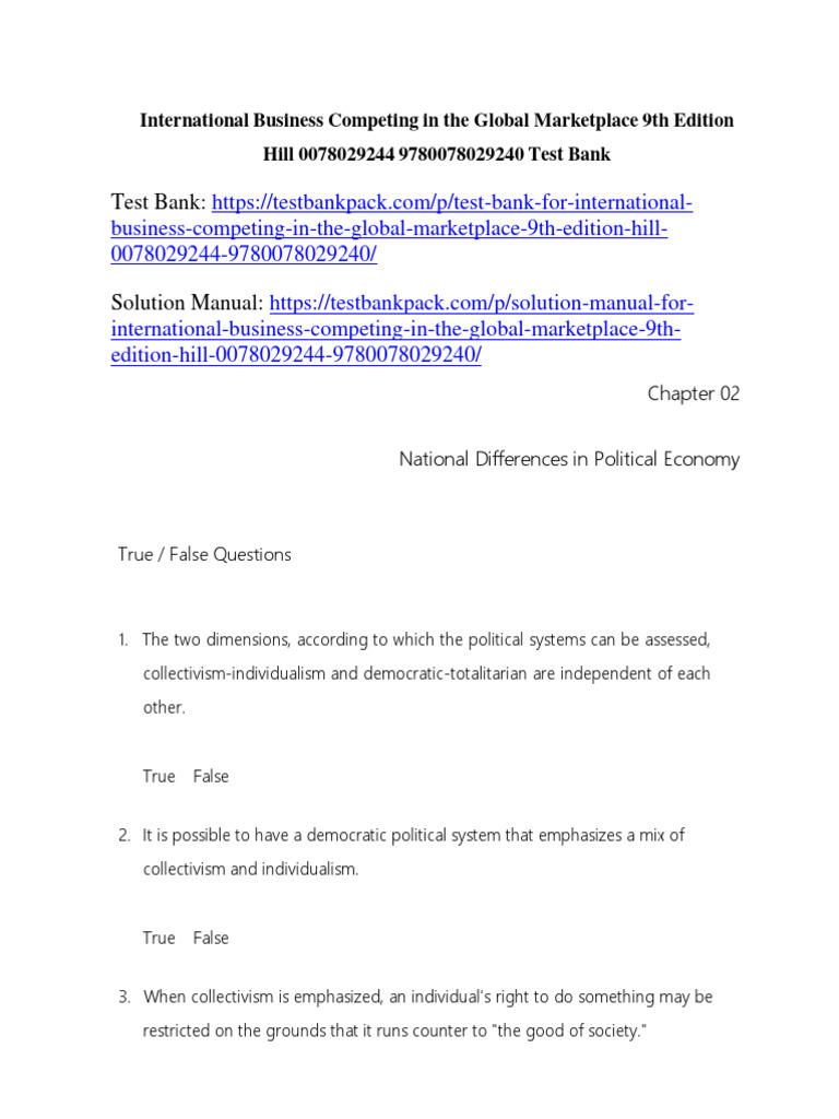 International Business Competing in The Global Marketplace 9th Edition ...