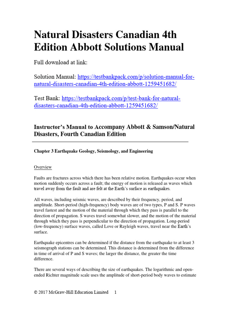 Natural Disasters Canadian 4th Edition Abbott Solutions Manual 1 | PDF ... Natural Disasters Canadian 4th Edition Abbott Solutions Manual 1 | PDF ...