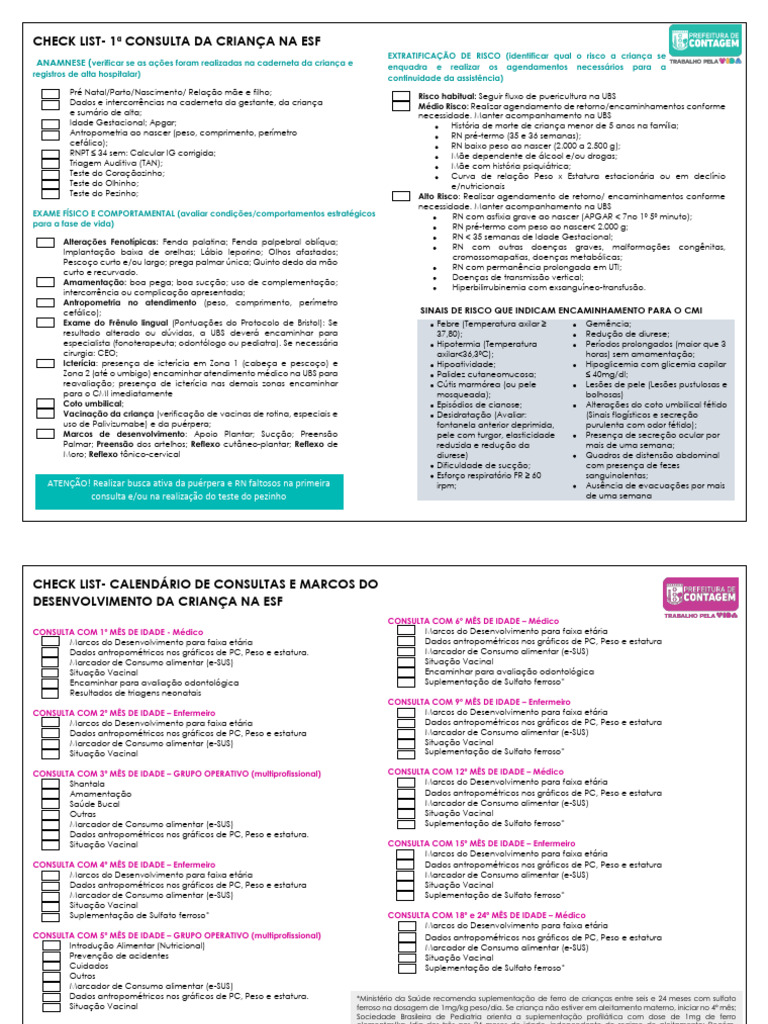 Check List de Consulta Infantil na ESF | PDF