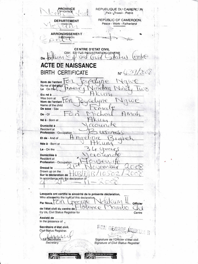 Acte de Naissance For | PDF