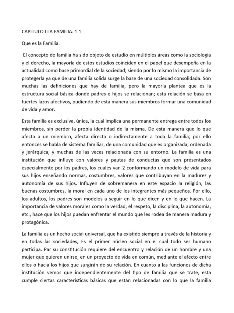 Capitulo I La Familia | PDF | Familia | Parentesco