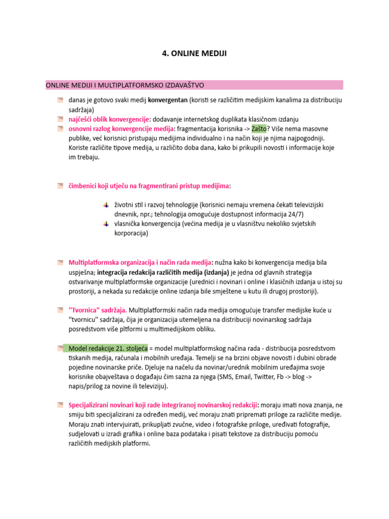 ONLINE NOVINARSTVO - 4. Online Mediji - Skripta | PDF