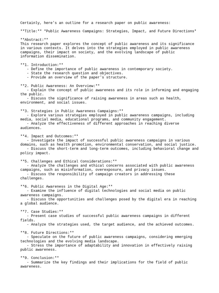 Public Awareness Campaigns - Strategies, Impact, and Future Directions ...