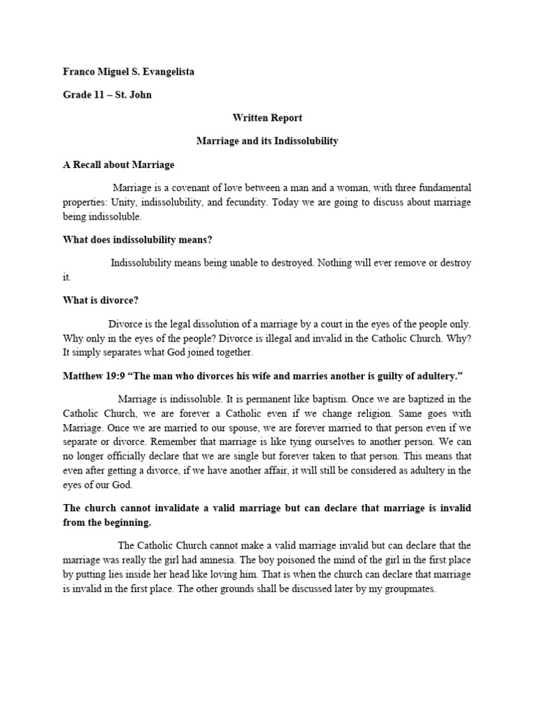 Written Report | PDF | Marriage | Divorce